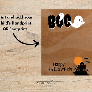 Halloween Footprint Art, BOO Happy Halloween Keepsake Craft Handprint ...