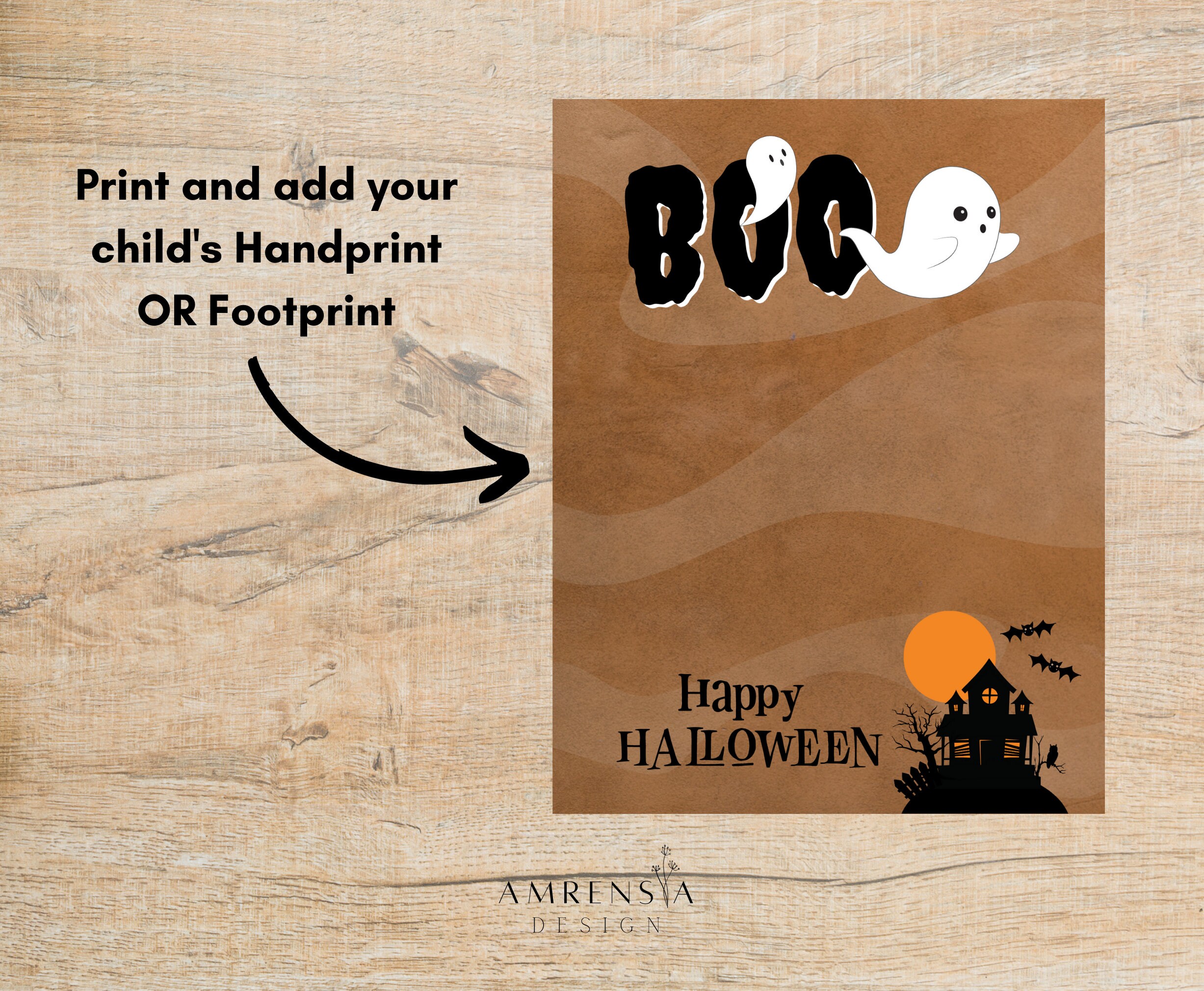 Halloween Footprint Art, BOO Happy Halloween Keepsake Craft Handprint ...