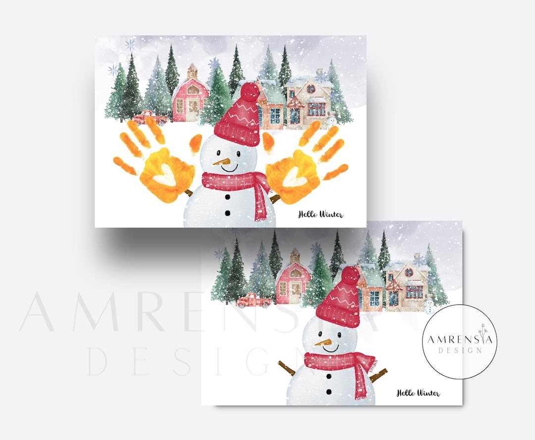 Snowman Handprint Art, Snowman Craft, Home Decoration, Winter Footprint ...