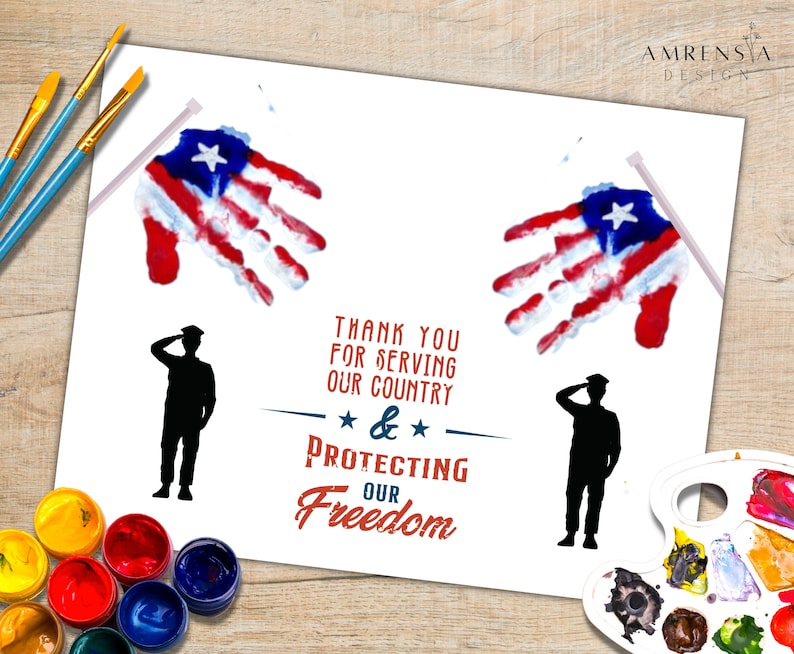 Easy Handprint Craft for Veterans Day Thank You for Your - Etsy