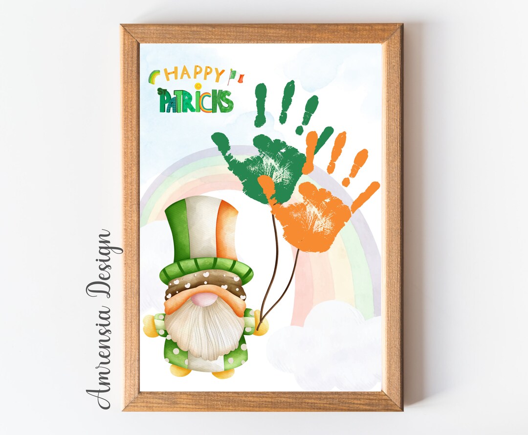 St Patrick's Day Gnome Handprint Craft Template Printable for Prek ...