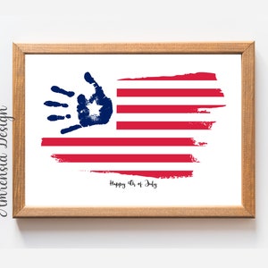 Happy 4th of July Handprint Art, Easy Craft Printable for Preschool Kid ...