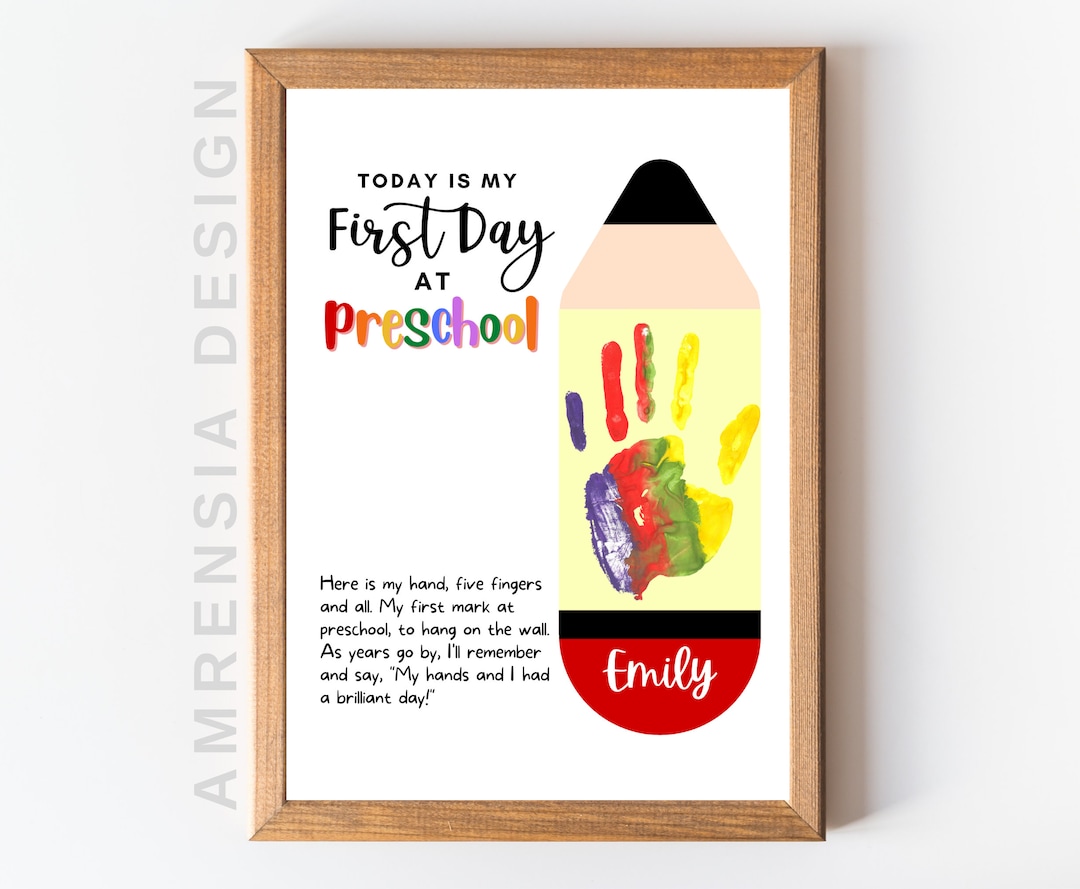 Pencil Handprint Art, Back to School Poem Craft, First Day of School ...