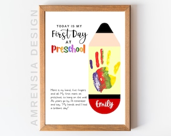 Pencil Handprint Art Back to School Poem Craft First Day of - Etsy ...