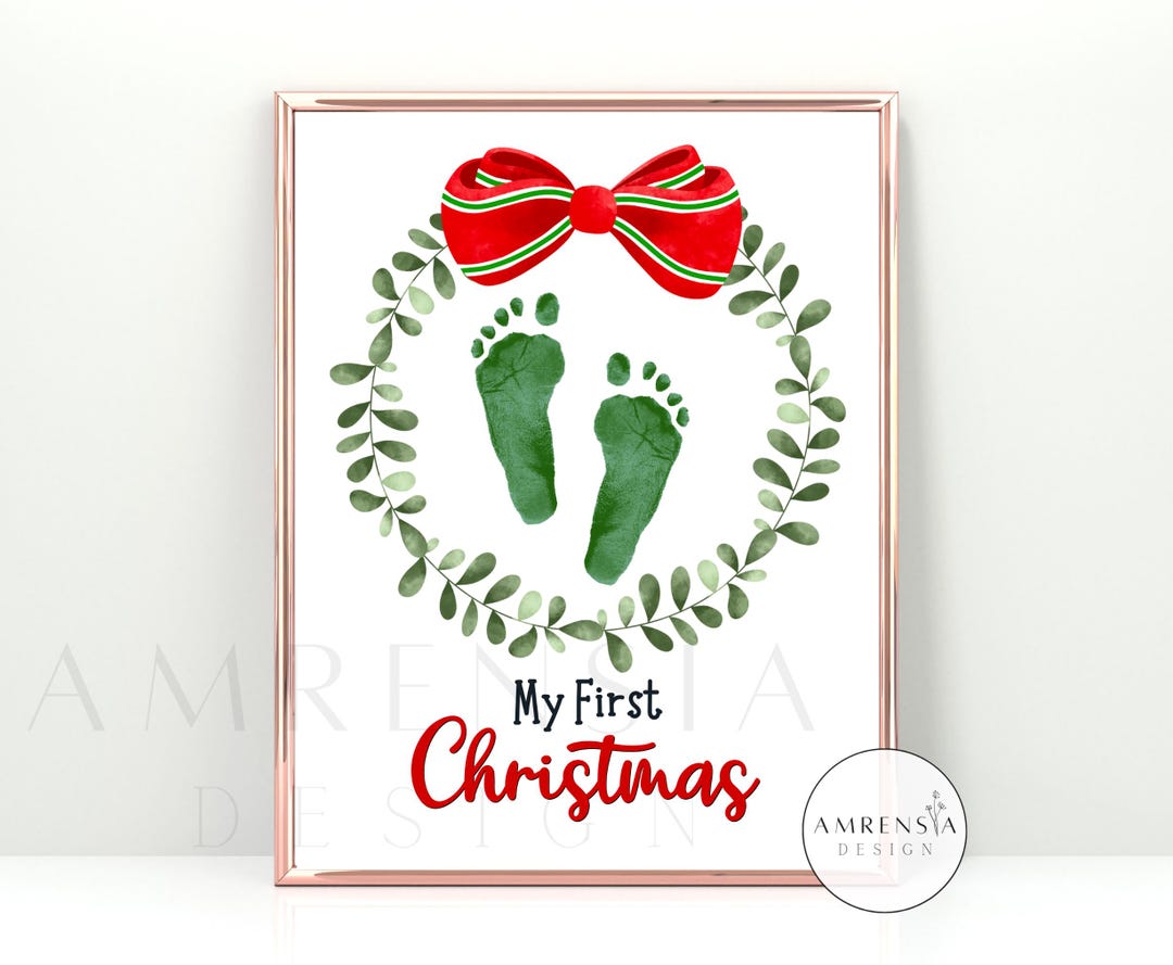 Merry First Christmas Footprint Art, Mistletoes Footprint Craft ...