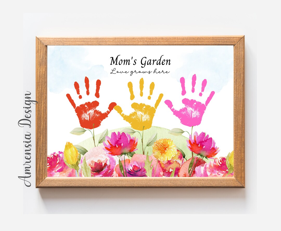 Mom's Garden Handprint, Mothers Day Gift, Baby Toddler Kids Craft, Gift ...