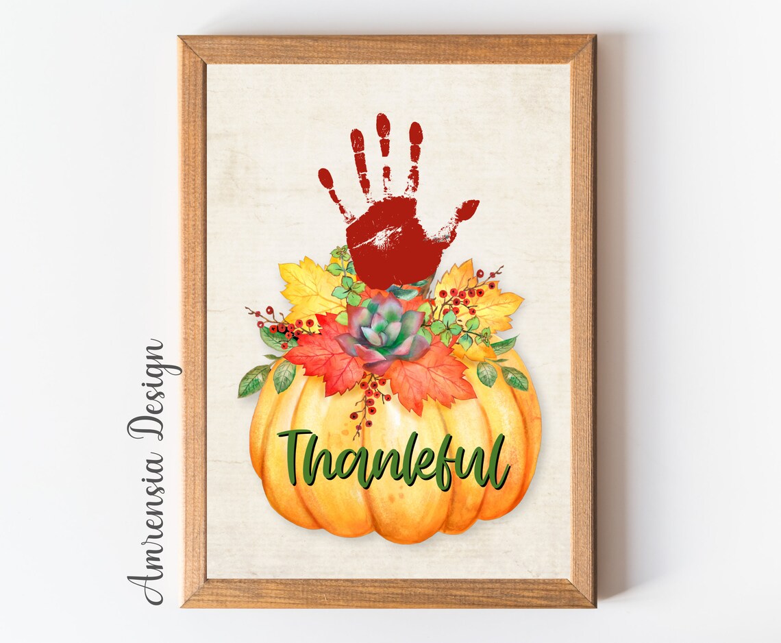 Thankful Handprint Craft Autumn Fall Activity Flower - Etsy