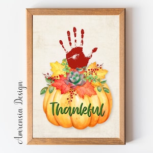 Thankful Handprint Craft, Autumn Fall Activity, Flower Printable ...