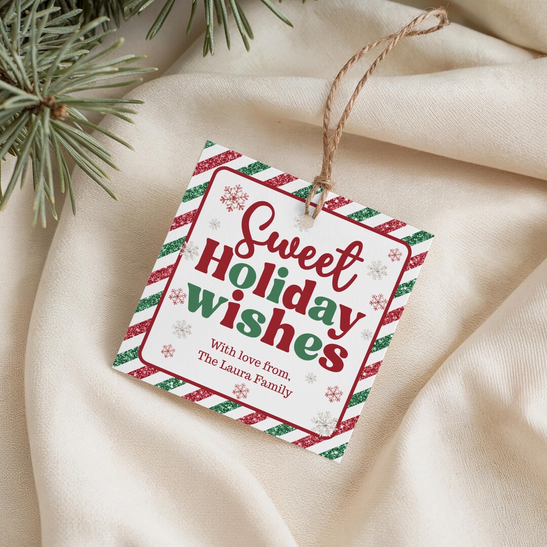 EDITABLE Sweet Holiday Wishes Christmas Gift Tag Merry Christmas ...