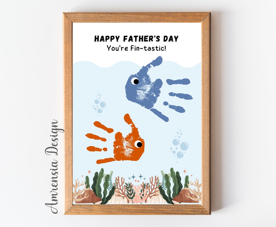 Happy Fathers Day Handprint Keepsake for Dad, DIY Personalized Keepsake ...