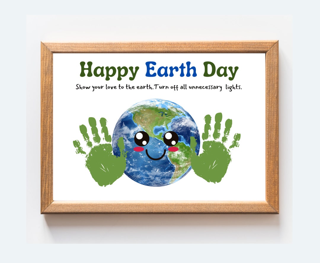 Happy Earth Day Earth Hour Go Green Handprint Art Kids Baby Toddler ...