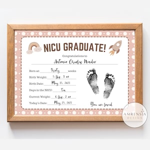 NICU Graduate Printable Footprint, Baby Keepsake, Newborn Baby ...