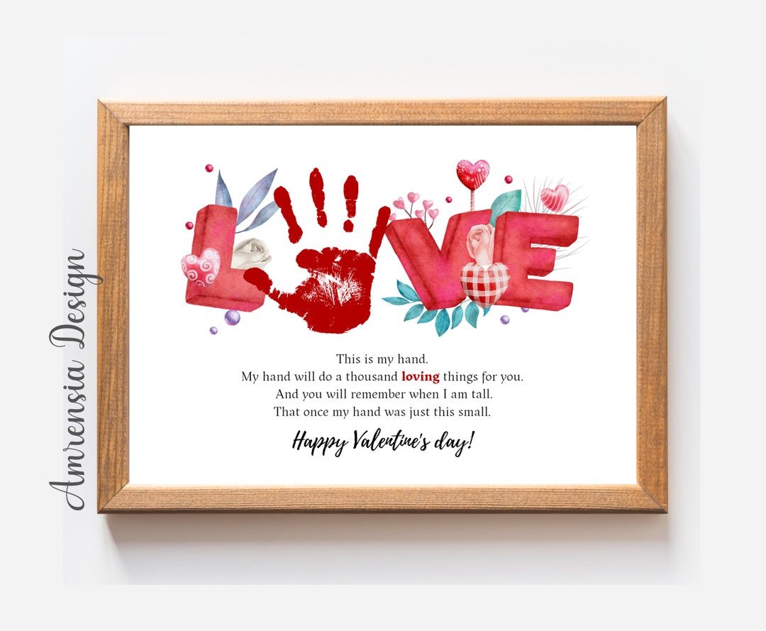 Valentine Handprint Art Love Poem, Printable Template for Prek ...