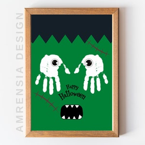 Frankenstein Handprint Art Craft, Happy Halloween Keepsake Craft ...