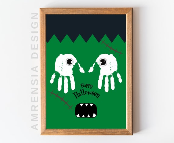 Frankenstein Handprint Art Craft Happy Halloween Keepsake - Etsy