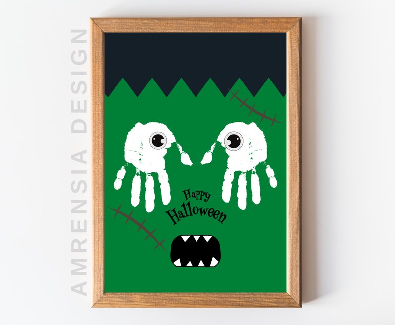 Frankenstein Handprint Art Craft Happy Halloween Keepsake - Etsy