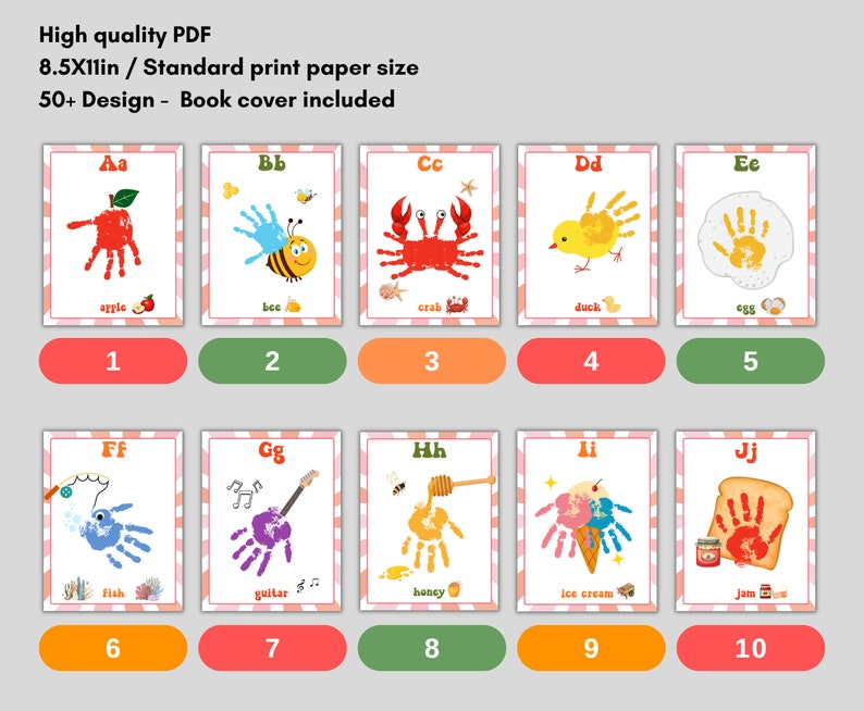 My Handprint Alphabet Book, Alphabet Handprint Art, Baby Toddler Child ...