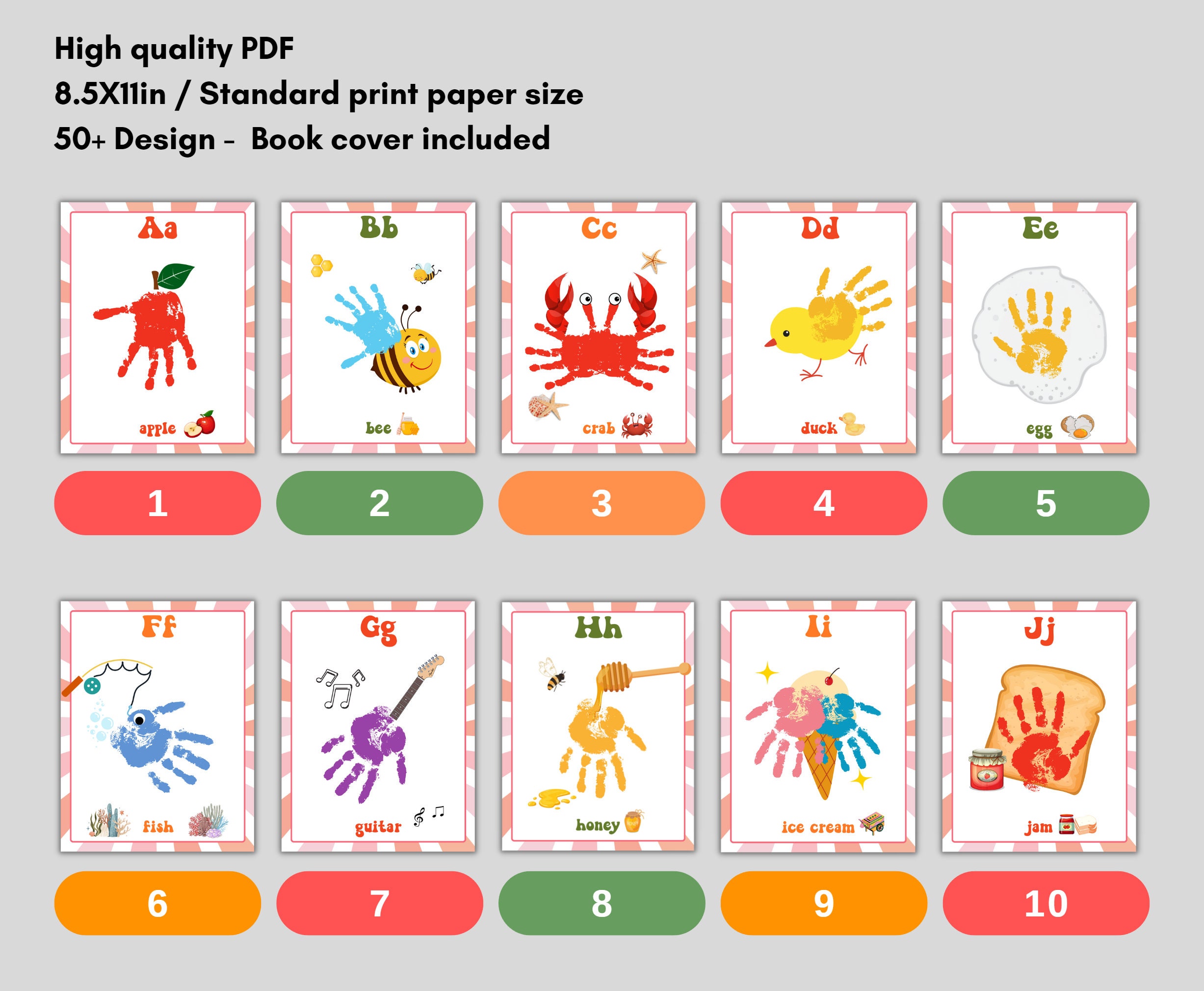 My Handprint Alphabet Book, Alphabet Handprint Art, Baby Toddler Child ...