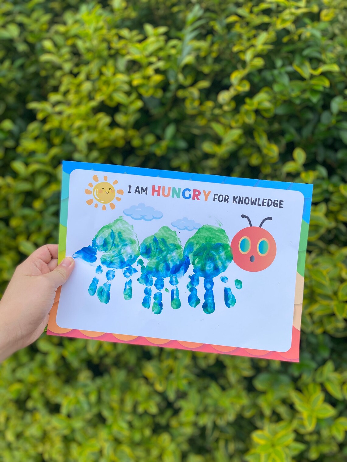 Caterpillar Handprint Art, Hungry for Knowledge, First Day of Preschool ...