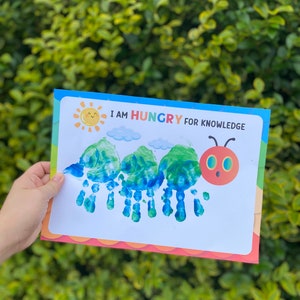 Caterpillar Handprint Art, Hungry for Knowledge, First Day of Preschool ...