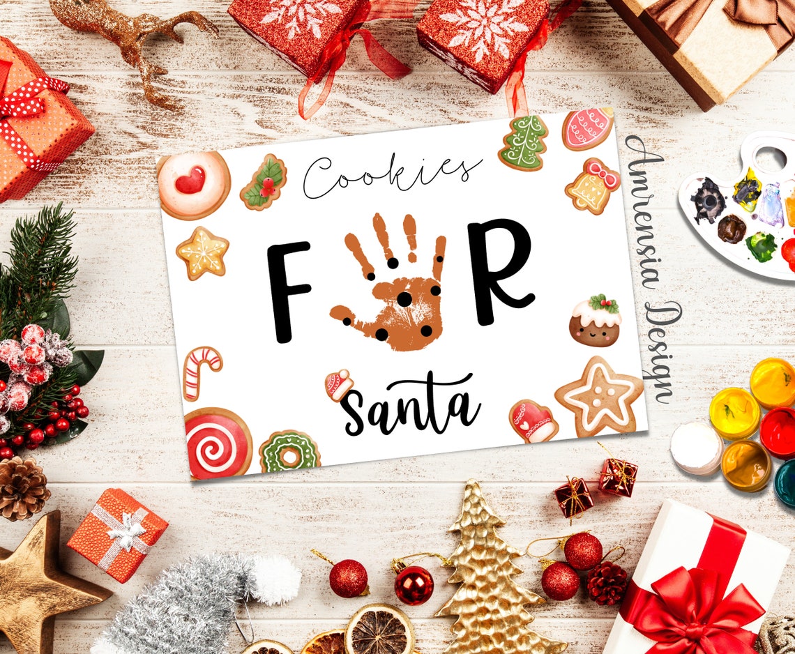 Christmas Handprint Art Cookies for Santa Handprint Craft - Etsy