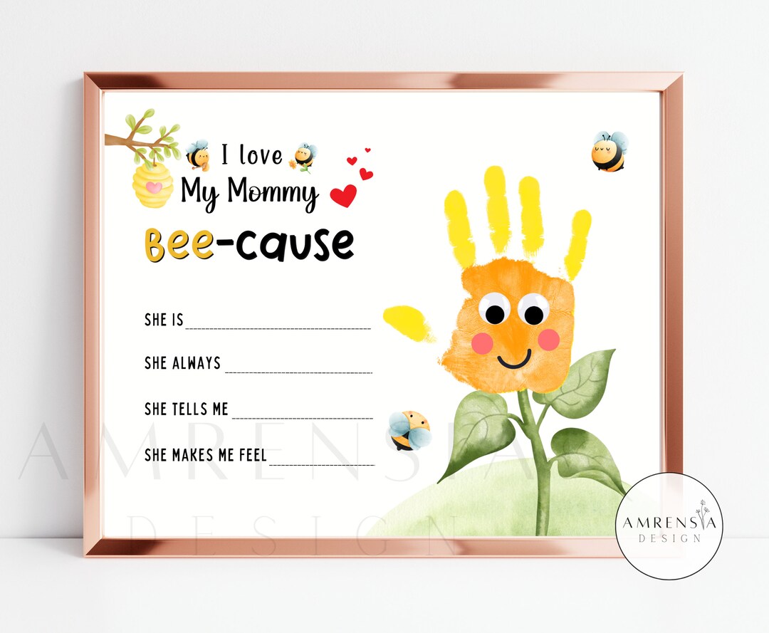 I Love My Mommy Because, Happy Mothers Day Card Kids, Sunflower ...