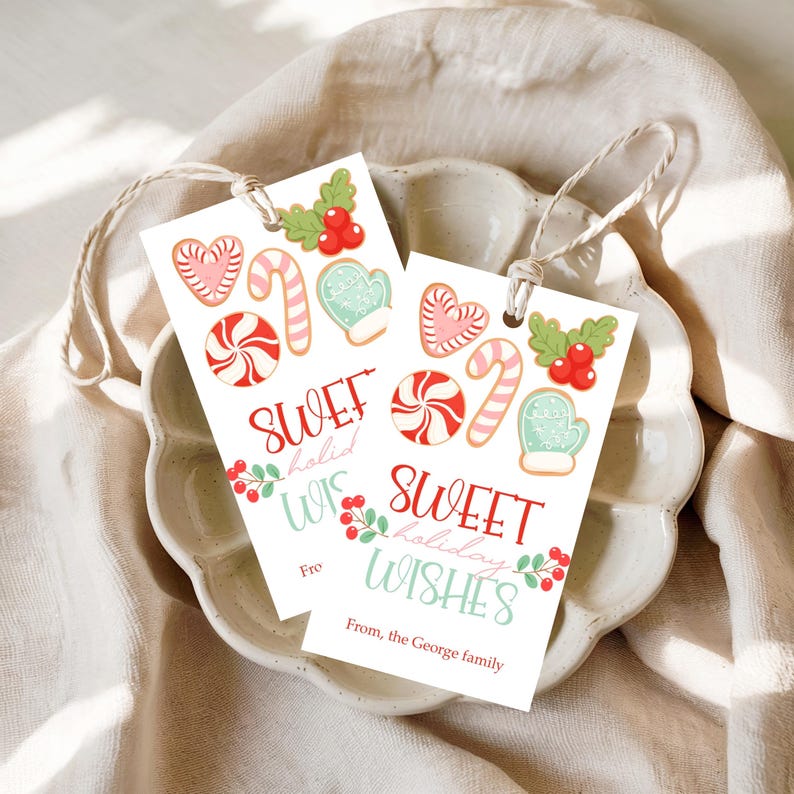 EDITABLE Sweet Holiday Wishes Christmas Gift Tag Merry Christmas, Candy ...