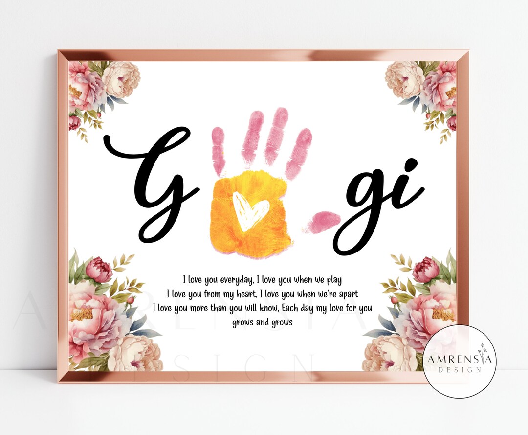 Handprint Craft Art for Gigi, Happy Mother's Day Poem, Happy Birthday ...