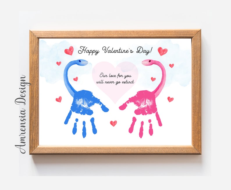 Dinosaurs Valentine Handprint Art Printable Template for - Etsy