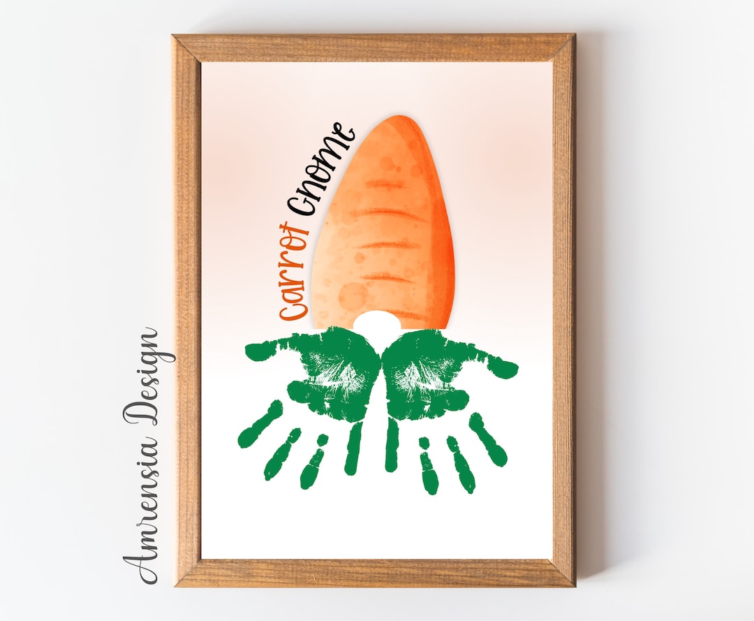 Carrot Gnome, Easter Craft Handprint Art Template for Baby Kids Toddler ...