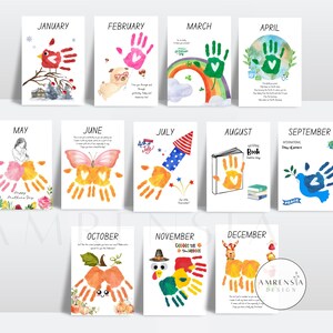 2 SETS of Handprint Memory Book 24 Pages Simple Version Printable for ...