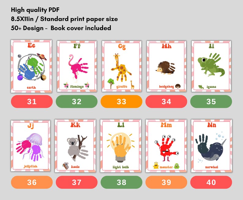 My Handprint Alphabet Book, Alphabet Handprint Art, Baby Toddler Child ...