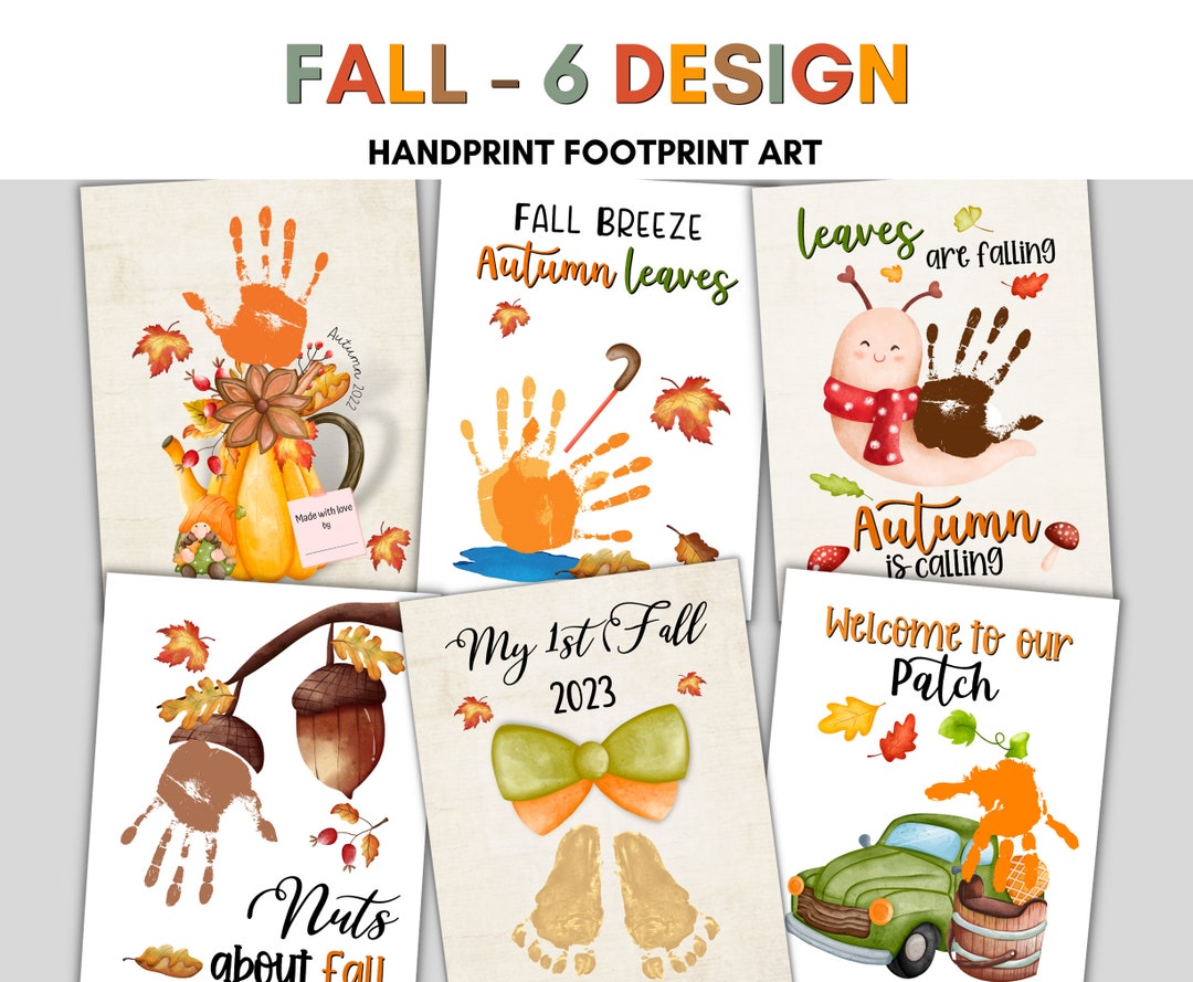Fall Autumn Hanprint Footprint Art Kit Printable for Prek, Preschool ...