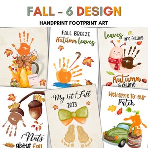 Fall Autumn Hanprint Footprint Art Kit Printable for Prek, Preschool ...