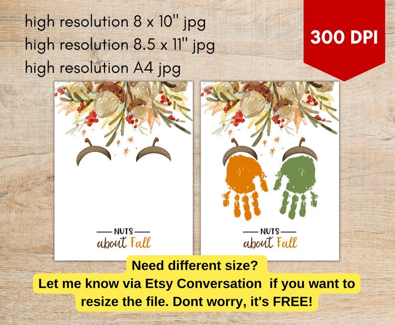 Nuts About FALL Craft Printable Hand Print Art Easy Craft for - Etsy