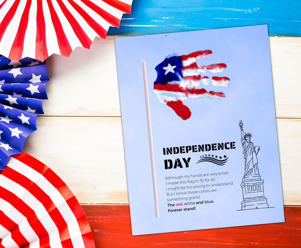 Easy Handprint Craft for America USA Independence Day Happy - Etsy