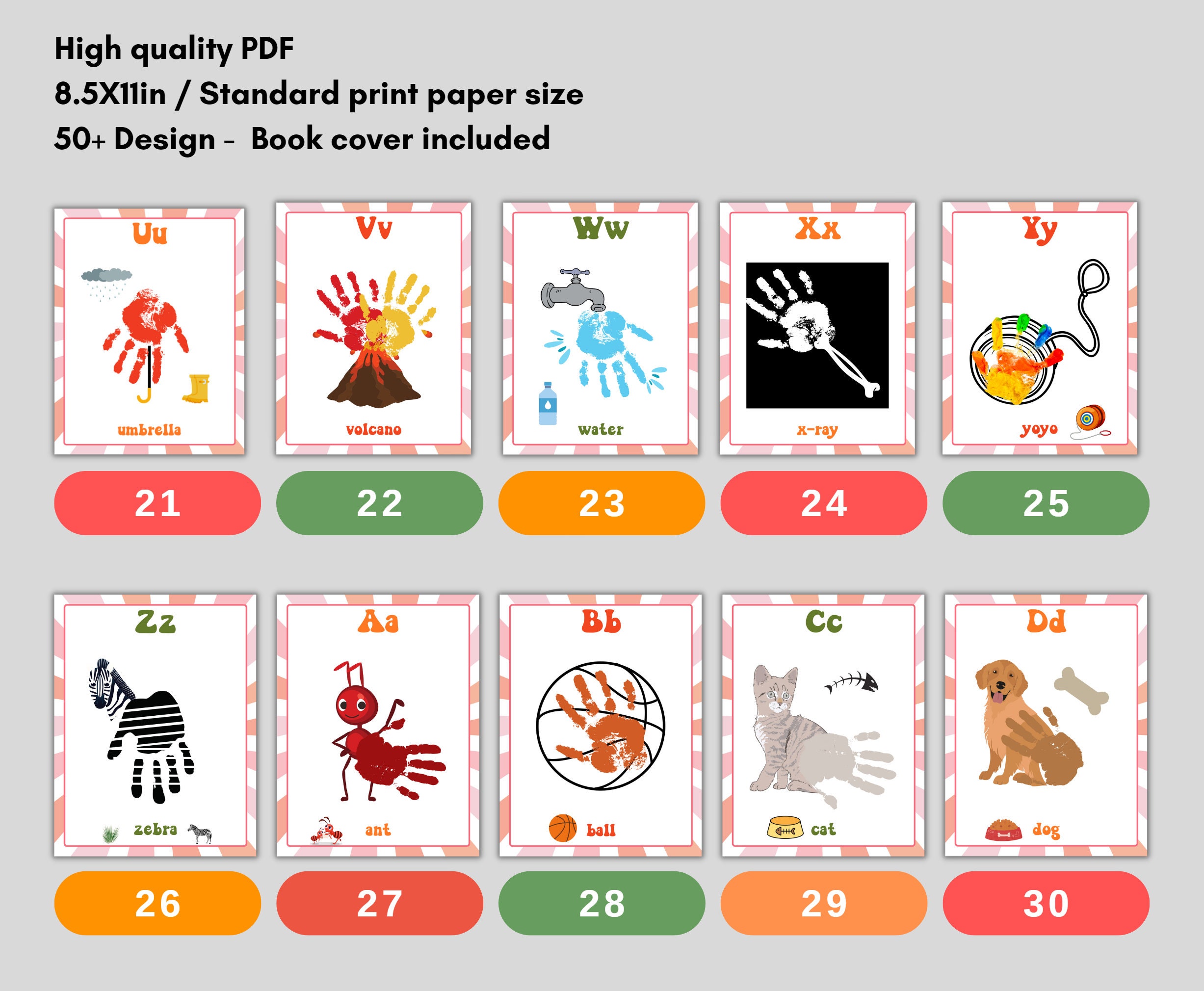 My Handprint Alphabet Book, Alphabet Handprint Art, Baby Toddler Child ...