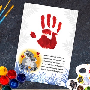 The Kissing Hand Book Raccoon, My First Day of Preschool Handprint Art ...