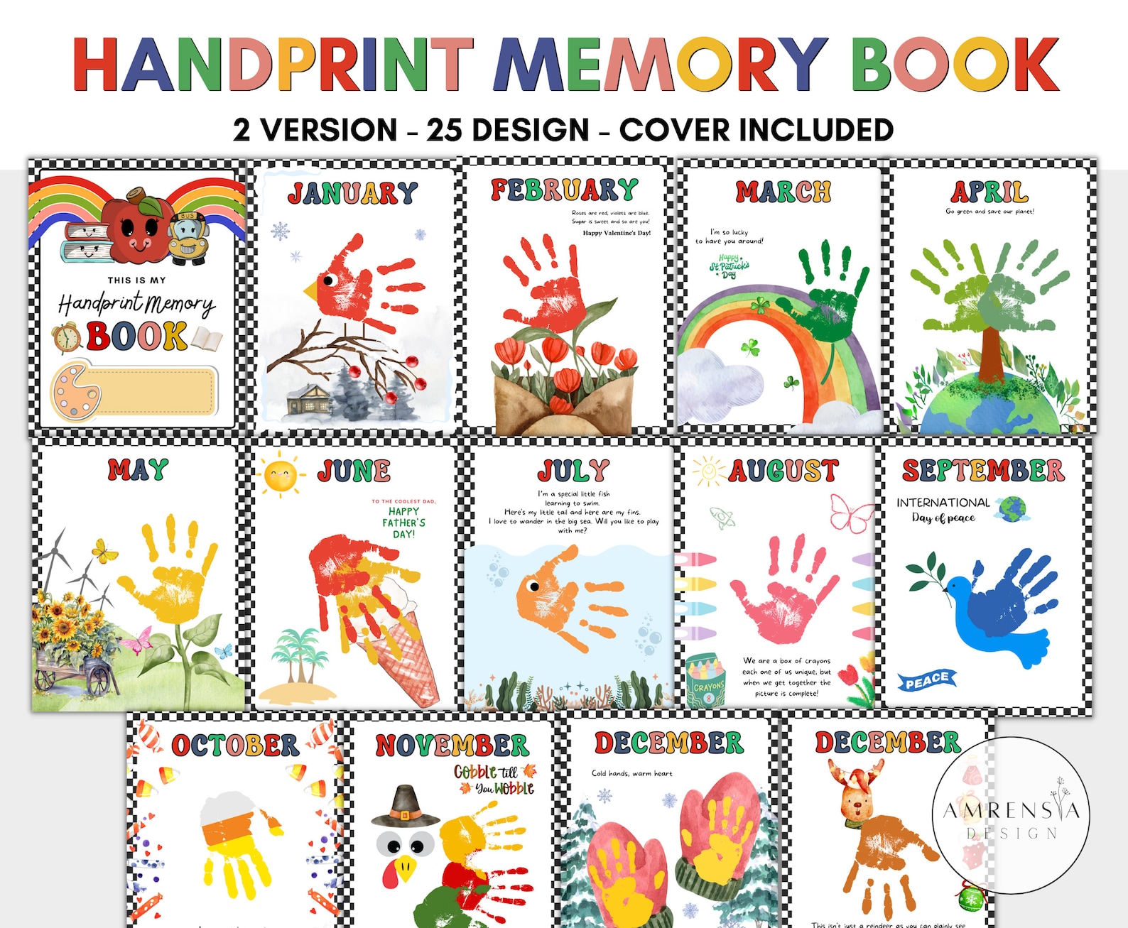 Handprint Memory Book Printable for Prek, Preschool Kindergarten 1st ...