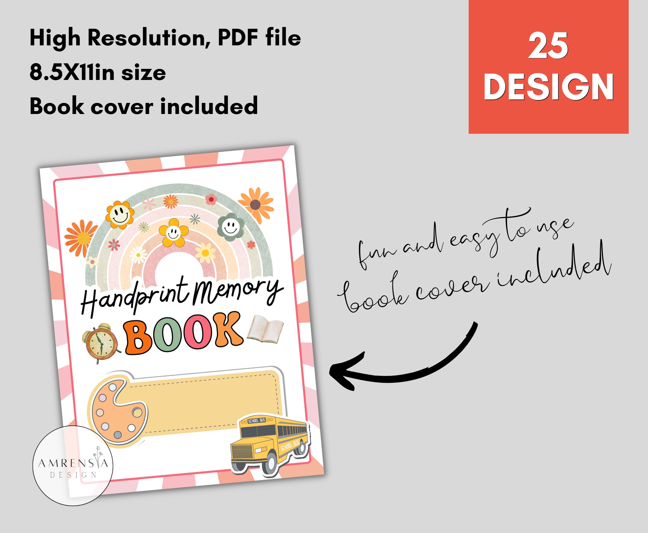 25 Design Handprint Memory Book Printable for Prek, Preschool ...