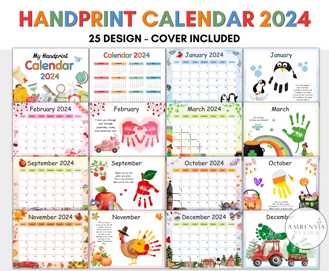 My Handprint Calendar 2024, Memory Book Printable for Prek, Preschool ...