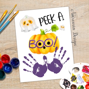 Halloween Handprint Art, Peek a Boo, Happy Halloween Keepsake Craft ...