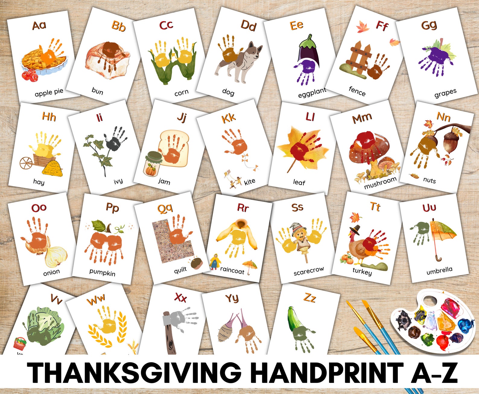 A to Z Thanksgiving Handprint Alphabet Learning Alphabet - Etsy