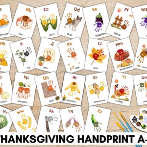 A to Z Thanksgiving Handprint Alphabet, Learning Alphabet, Keepsake ...