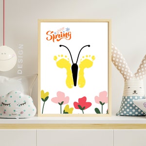 Hello Spring Poem Butterfly Footprint Handprint Art for Baby Toddler ...