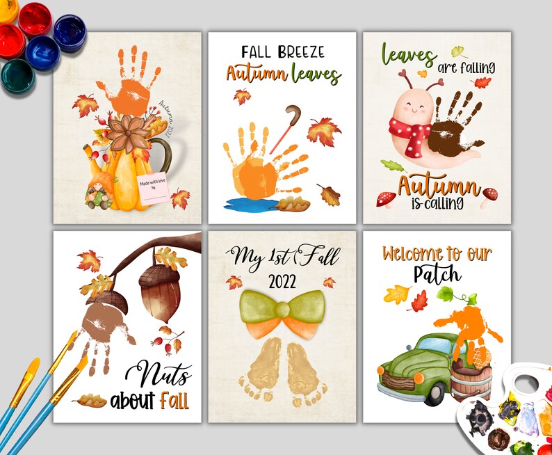 Fall Autumn Printable Handprint Footprint Art Toddler Kids - Etsy