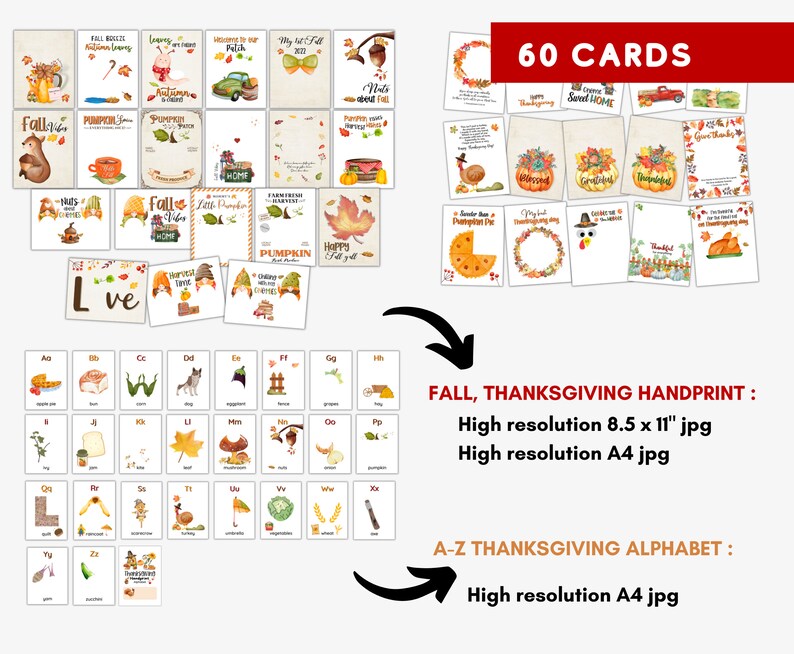 MEGA BUNDLE Fall Thanksgiving Handprint Footprint Printable for Prek ...