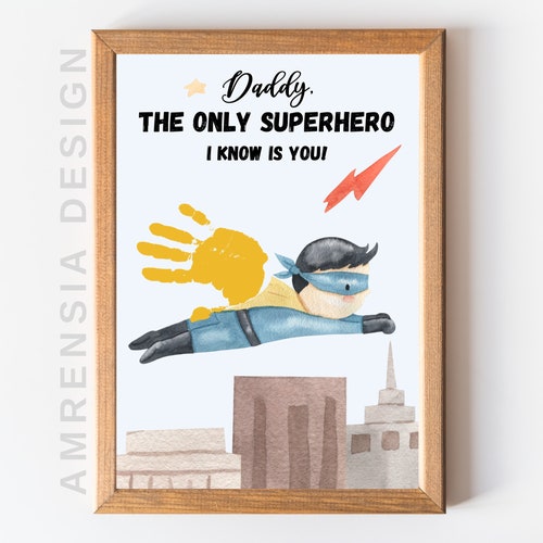 Superhero Father's Day Handprint Art Super Dad Handprint - Etsy