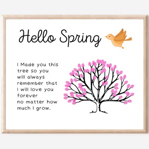 Hello Spring Tree Fingerprint Art, Spring Poem Craft Printable, Toddler ...