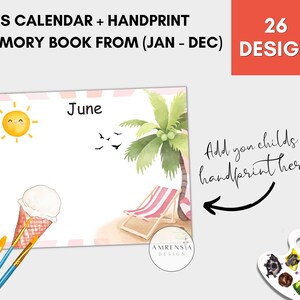 26 Design Handprint Calendar ,handprint Memory Book Printable for Prek ...